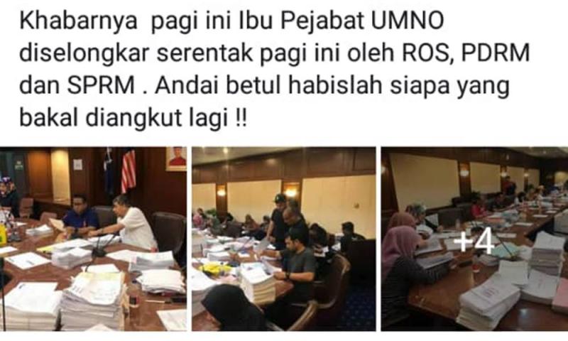 Umno: Itu susun fail, bukan pejabat kena geledah